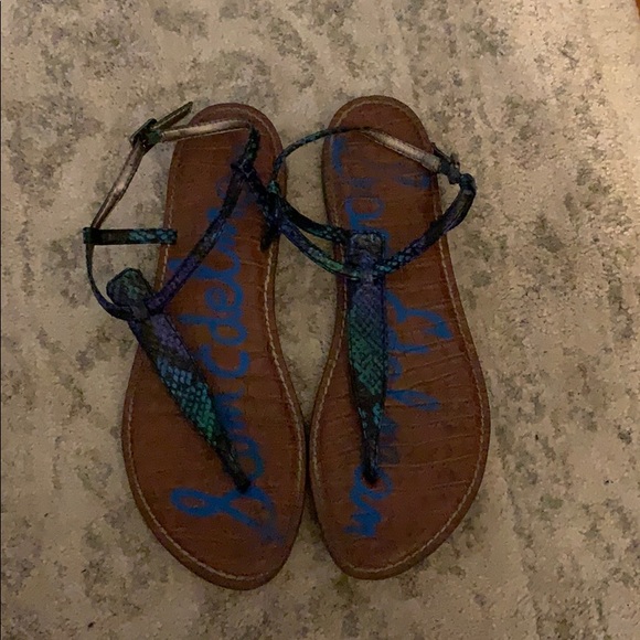 Sam Edelman | Shoes | Sam Edelman Blue And Green Snakeskin Sandals ...
